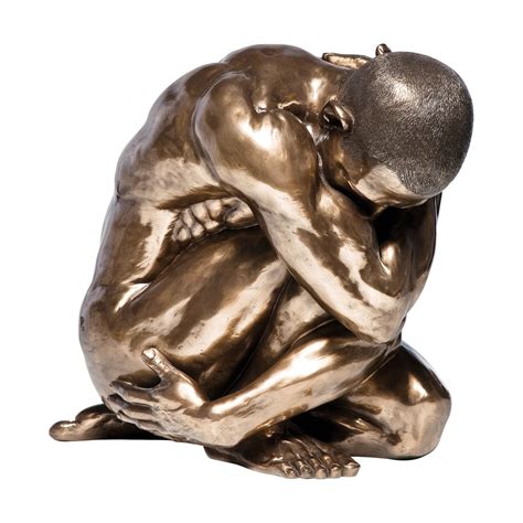 Nude Man Hug Deco Figurine Bronze Polyresin 54cm