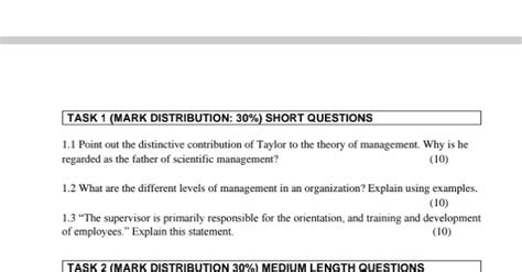 Solved TASK 1 MARK DISTRIBUTION 30 SHORT QUESTIONS1 1 Chegg