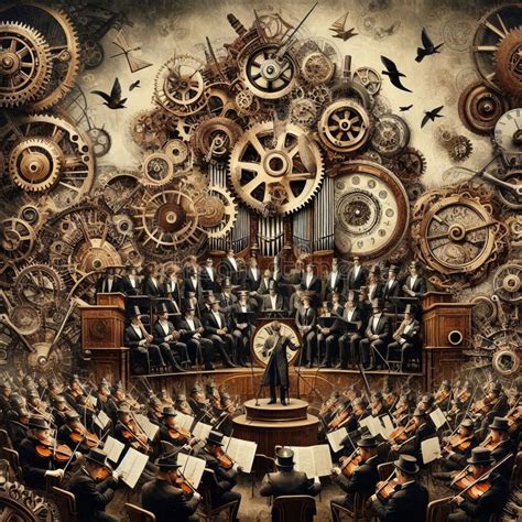 66 Steampunk Symphony A Digital Collage Incorporatings Stock Image