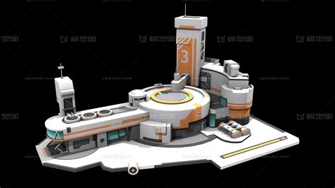 Pbr 卡通科技研究基地模型 科幻建筑模型库 Fbx Fbx 模型下载 Cg模型网