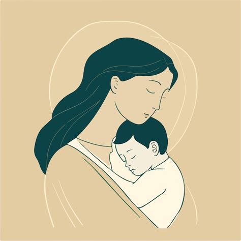 Ilustración Vectorial Minimalista Madre Abrazando A Su Hijo Vector
