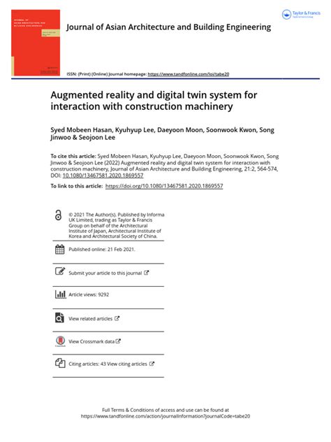 Augmented Reality And Digital Twin System For Interaction With Construction Machinery Pdf