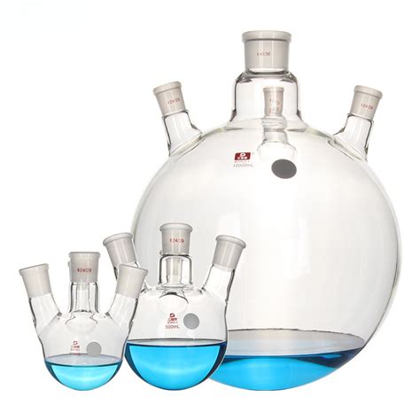 Oblique Four Neck Flask 100 250 500ml 1 50l Capacity High Borosilicate