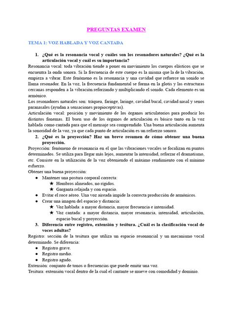 Tema 1 Voz Hablada Y Voz Cantada Pdf Sonido