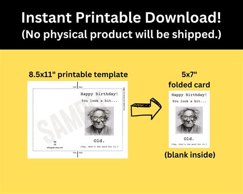 Funny Old Man Birthday Card Printable Downloadable You Look A Bit Old