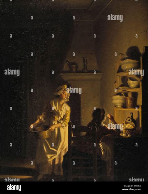 Testing Eggs Interior Of A Kitchen Late 18th Early 19th Century Stock