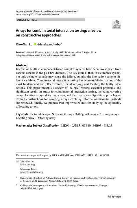 PDF Arrays For Combinatorial Interaction Testing A Review On