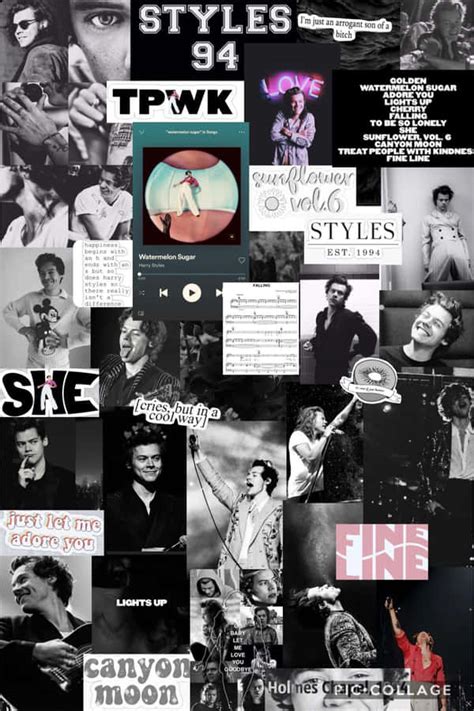 Download Free A Colorful Collage Of Harry Styles Wallpaper