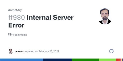 Internal Server Error Issue 980 Dotnet Try GitHub