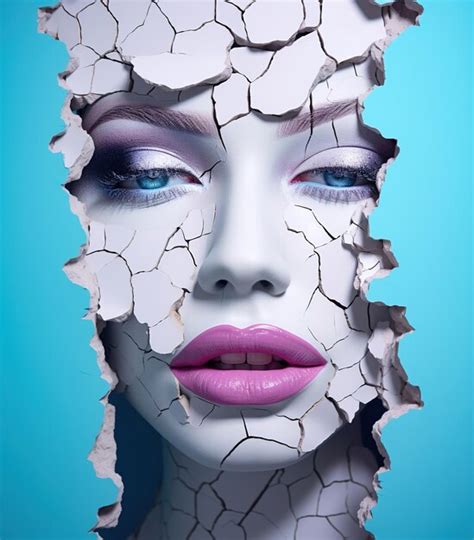 Premium AI Image Woman Face Emerging From The Wall And Bricks Canvas