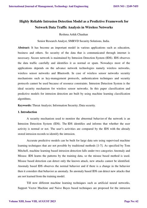 Pdf Highly Reliable Intrusion Detection Model As A Predictive