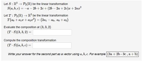 Solved Let S R³ P₂ R be the linear transformation S a Chegg com