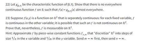 Solved 22 Let X 01 Be The Characteristic Function Of