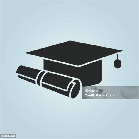 교육 아이콘입니다 졸업 모자 및 학위 기호입니다 벡터 일러스트입니다 검은색에 대한 스톡 벡터 아트 및 기타 이미지 검은색 공부 교습 Istock