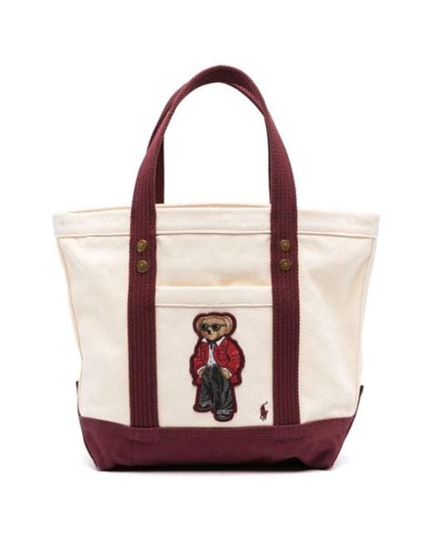 Polo Ralph Lauren Polo Bear Canvas Tote Bag In Pink Lyst