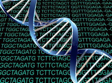Dna Molecules With Binary Code 3d Render Stock Illustration