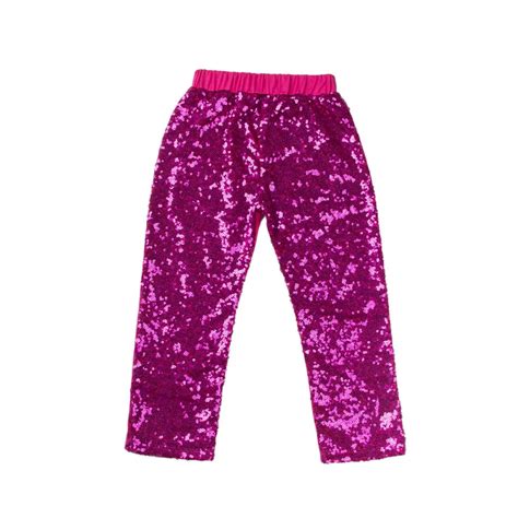 Fashion Girls Sequin Pants Hot Pink Sequin Leggings Sparkle Pants