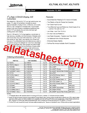 ICL7107CPL Datasheet(PDF) - Intersil Corporation