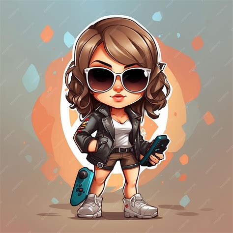 Premium Photo Chibi Art Of This Woman In Sunglasses Holding A Gaming