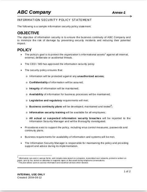 16 Security Policy Examples To Download