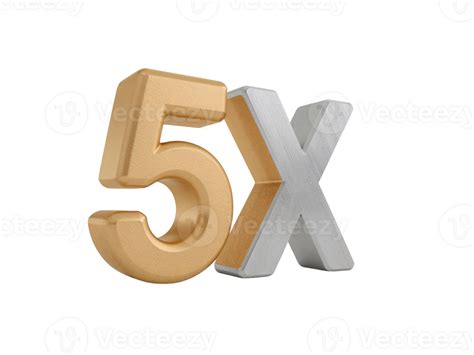 Golden Number Five Alongside A Metallic X Symbol Presenting A Five