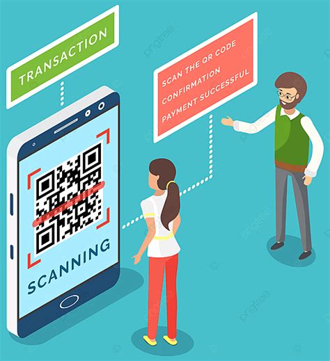 Woman And Man Scanning Qr Code Via Mobile Phone Scanner Device