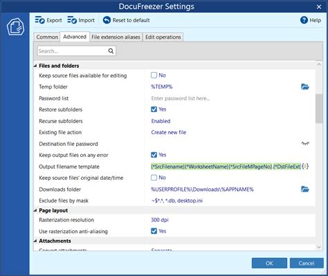 customize output file names in docufreezer docufreezer