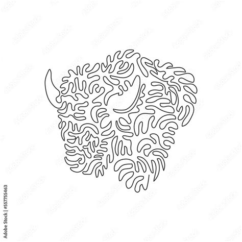 Continuous Curve One Line Drawing Of Aggressive Bison Curve Abstract