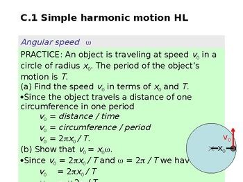 IB DP C Simple Harmonic Motion PPT HL First Exam TPT