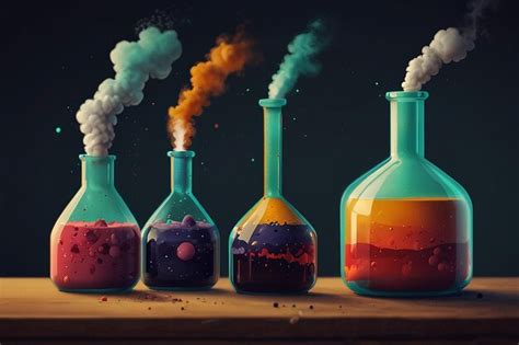 Premium Photo Chemical Reaction Stages Digital Illustration Series