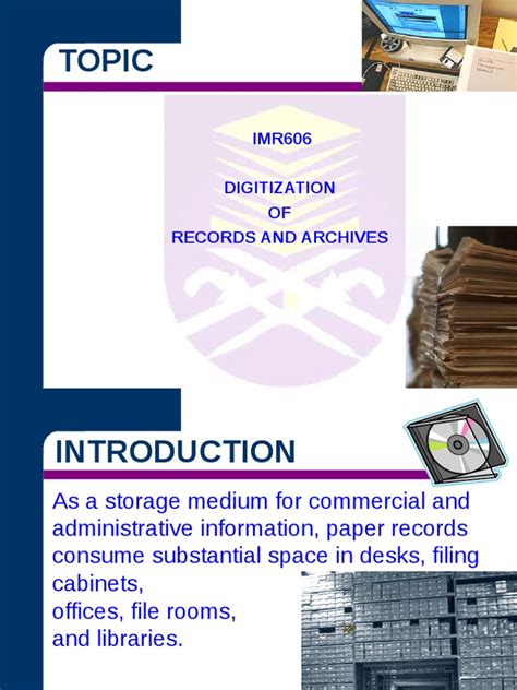 Week 1 6 Digitization Of Archives And Records Pdf Compact Disc