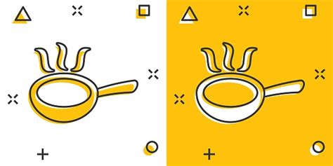 만화 스타일의 벡터 만화 프라이팬 아이콘 요리 팬 컨셉 일러스트 그림 그림 프라이팬 주방 장비 사업 스플래시 효과 개념 가정 생활에 대한 스톡 벡터 아트 및 기타 이미지