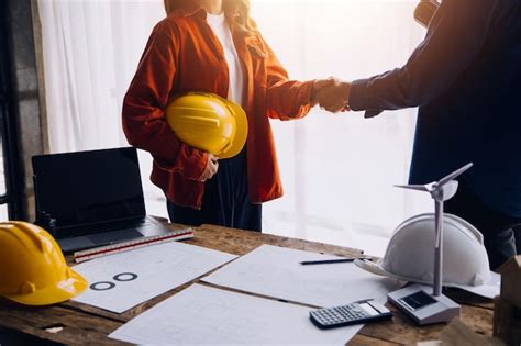 Premium Photo Two Business Man Construction Site Engineer Engineering