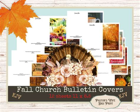 Fall Church Bulletin Covers Digital Instant Download Harvest