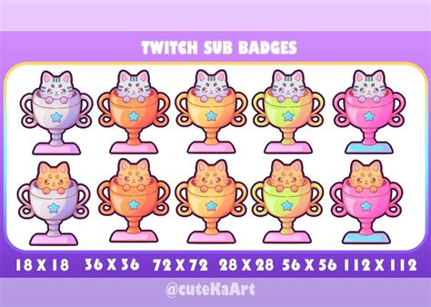 Cute Cat Trophy Twitch Sub Badges Twitch Graphics Bits Etsy