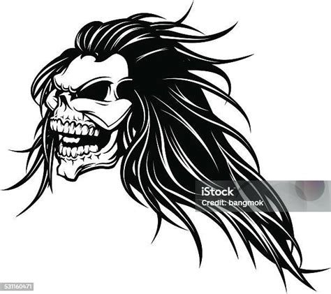 Long Hair Skull Stock Illustration Download Image Now 2015 Art