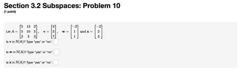 Solved Section Subspaces Problem Point Let Chegg