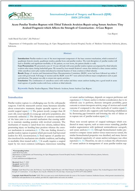 Pdf Acute Patellar Tendon Rupture With Tibial Tubercle Avulsion
