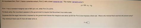 Solved An Incumbent Fem Firm 1 Faces A Potential Entrant Chegg