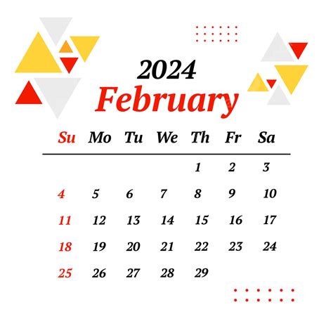Calendario Febrero 2024 Vector Png Calendario Mes Febrero Png Y Porn