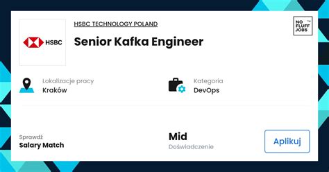 Praca Senior Kafka Engineer Devops Hsbc Technology Poland Kraków No Fluff Jobs