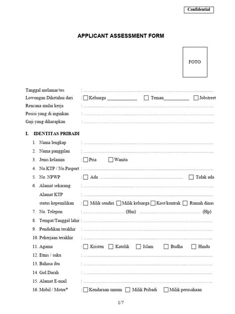 Applicant Assessment Form Do Pdf