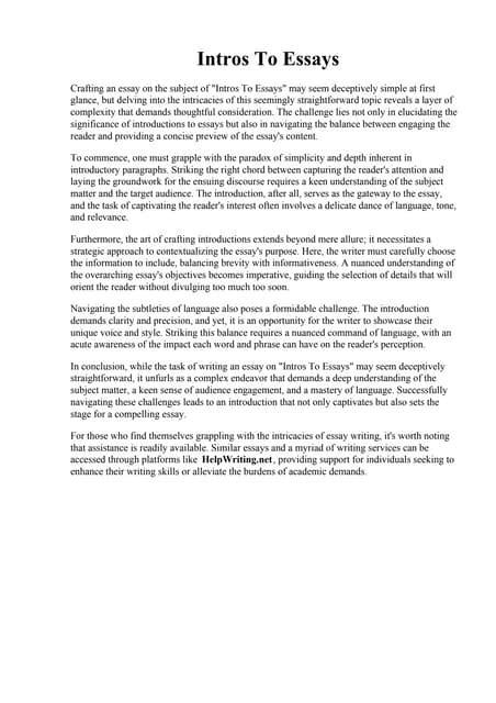 Intros To Essays How To Write An Essay Intros Pdf