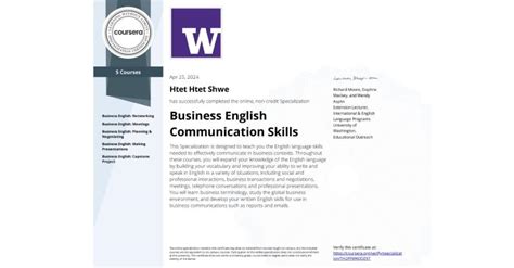 Htet Htet Shwe On Linkedin Completion Certificate For Business English
