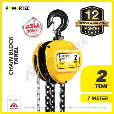 Jual Powertec Chain Block Takel 2 Ton X 7 Meter Shopee Indonesia