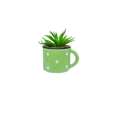 Vaso Poa Porcelana Com Planta Artificial Cor Verde Bras Continental