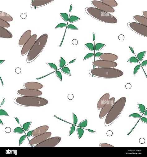 Seamless Pattern Of Spa Salon Accessories Massage And Stones Vector