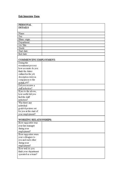 Exit Interview Form In Word Format Exit Interview Form In Word Format
