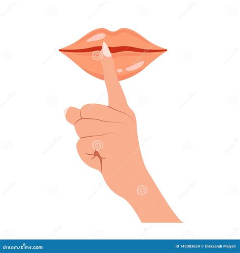 Keep Silence Icon Be Quiet Lips And Hand With Finger Silent Sign Stock