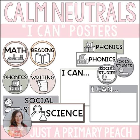 I Can Posters Learning Objective Display Calm Neutrals Classroom Decor